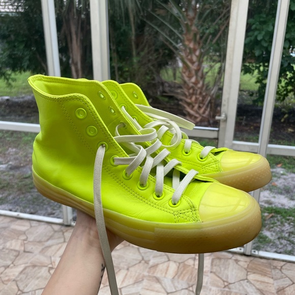 Converse | Shoes | Converse Neon Leather Chuck Taylor All Star High Top ...